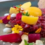 Beetroot tartare with fake egg yolk | My Chef Recipe